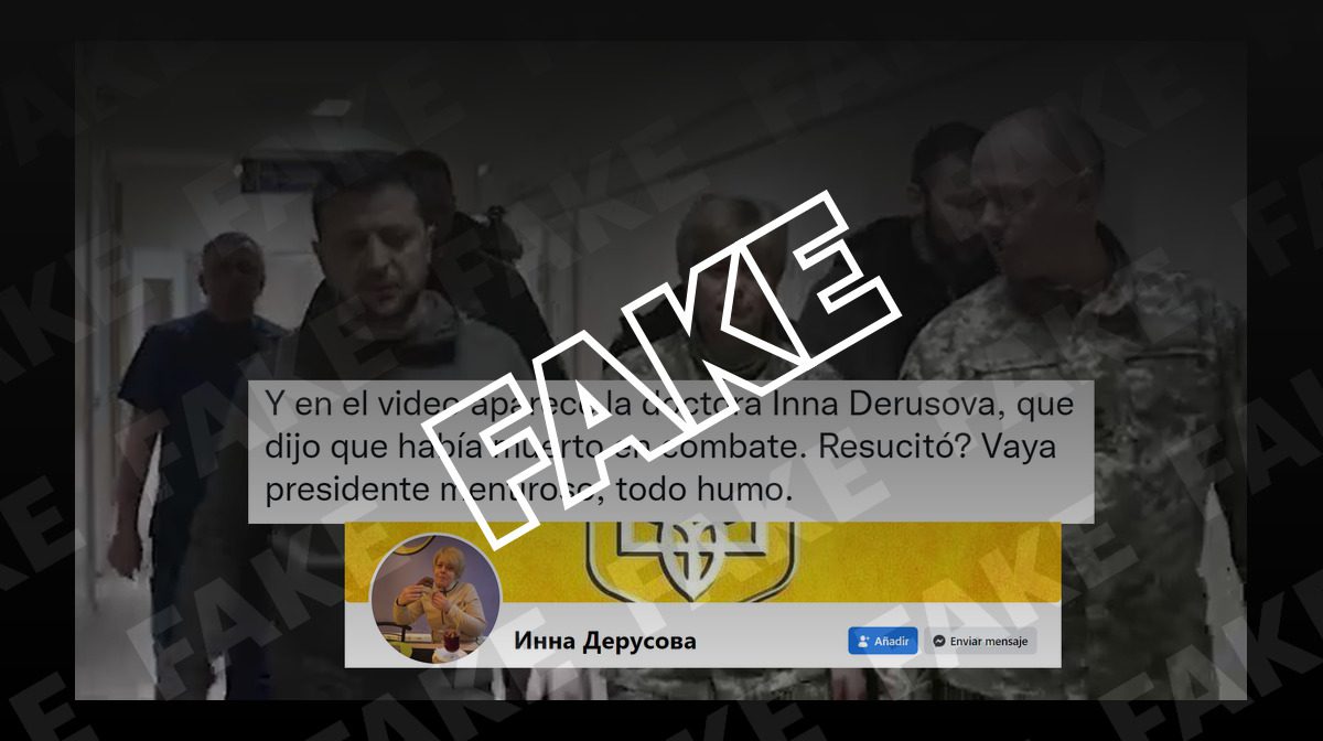 No, la militar que acompaña a Zelenski a un hospital no es Inna Derusova