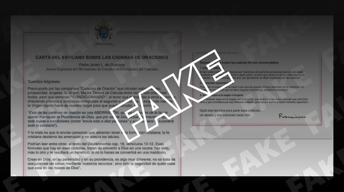 La falsa carta del papa Francisco sobre las cadenas de oración