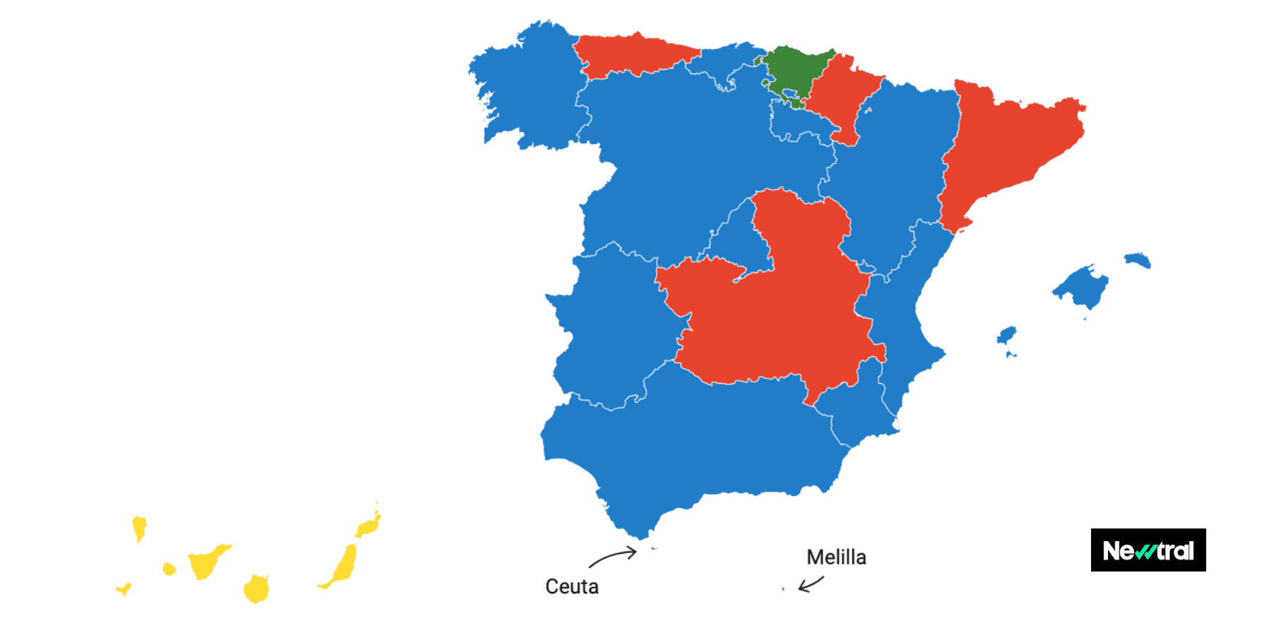 Mapa de los presidentes de las comunidades autónomas