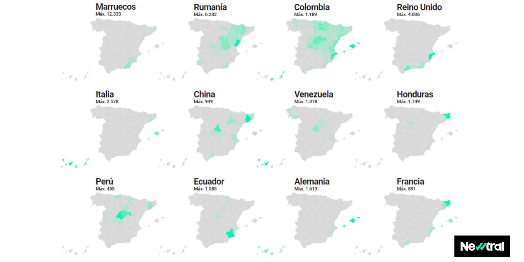 El mapa de la migración en España por nacionalidades