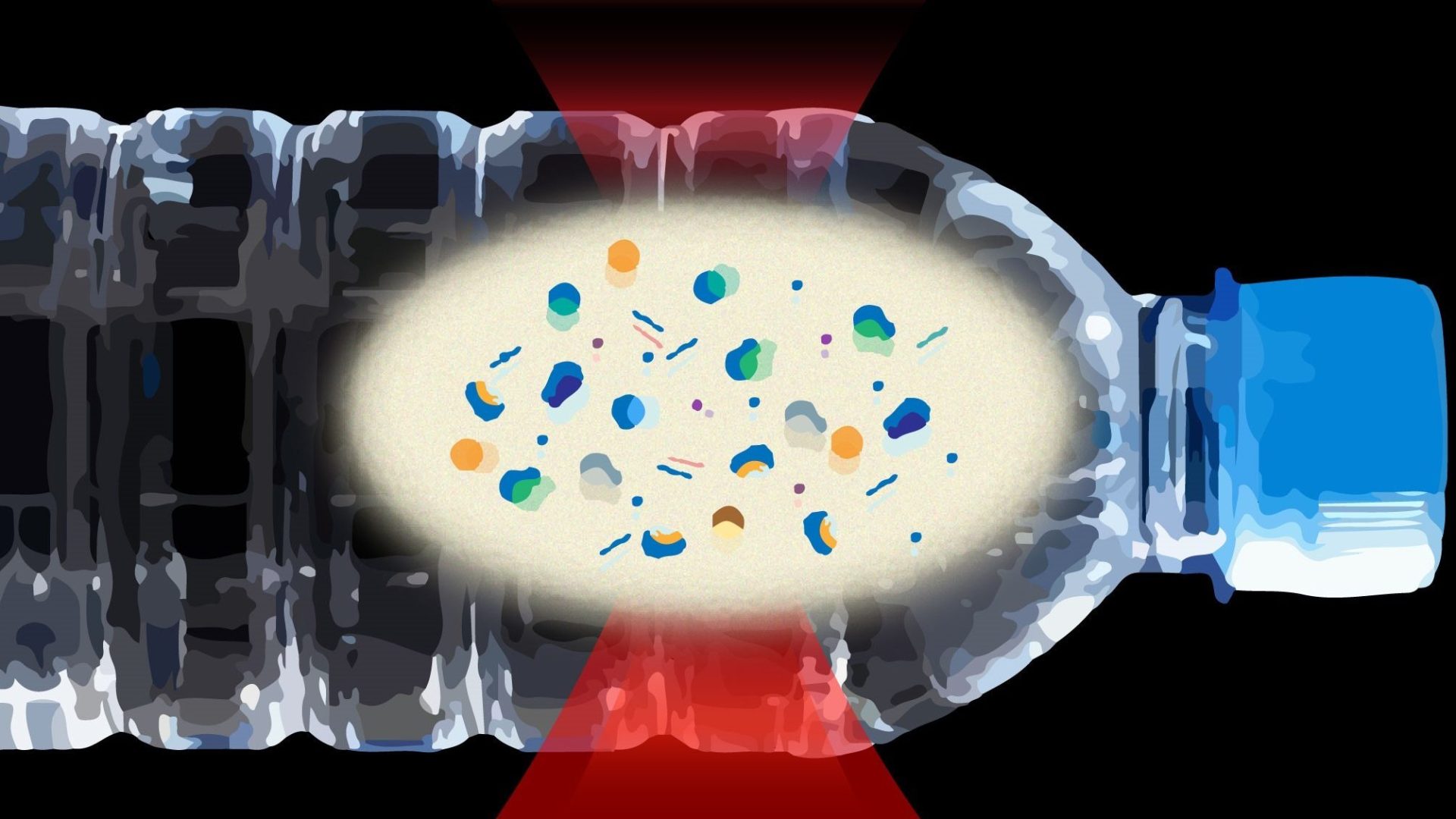 El aspecto de los nanoplásticos del mar o que bebes en el agua