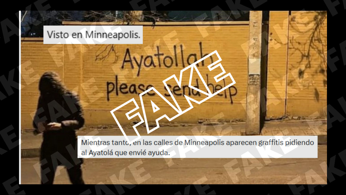 Foto de un grafiti pidiendo ayuda al ayatolá en Minneapolis es falsa