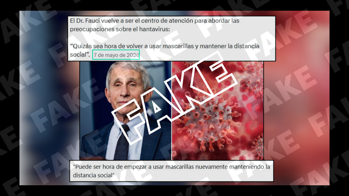 Doctor Fauci no recomendó mascarillas por hantavirus a 8 de mayo